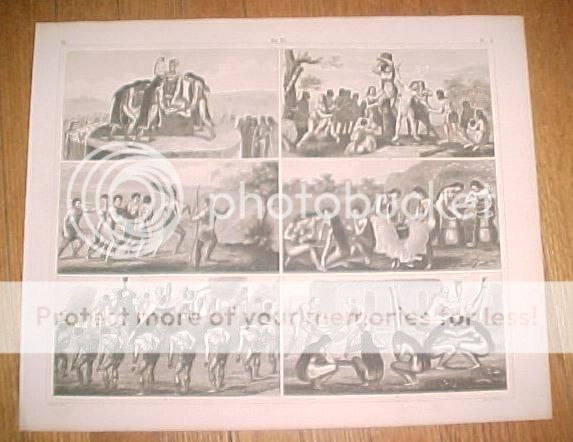 1851 Antique Print of Human Sacrifice of Aztecs & Cannibals | eBay